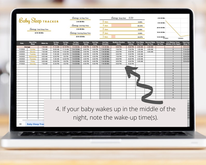 Baby Sleep Tracker Google Sheets Spreadsheet, Baby Sleep Log Template ...