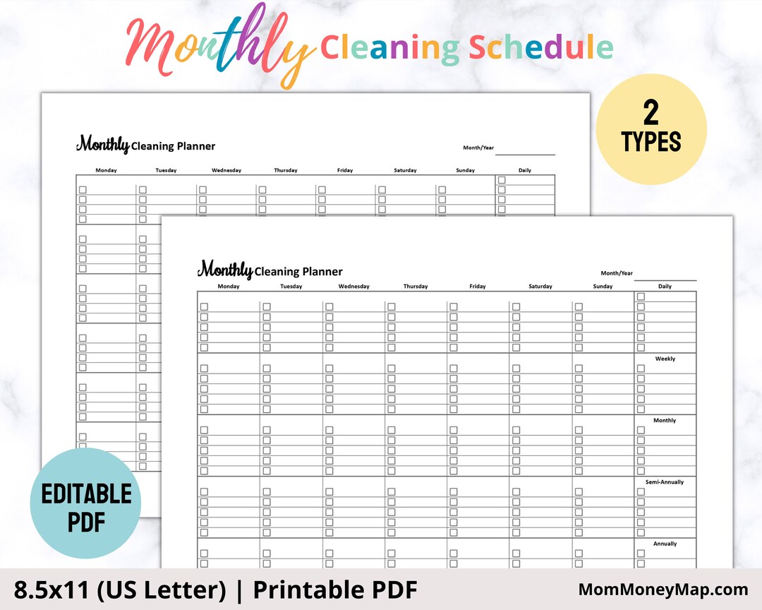 Monthly Cleaning Printable PDF Monthly Deep Cleaning - Etsy