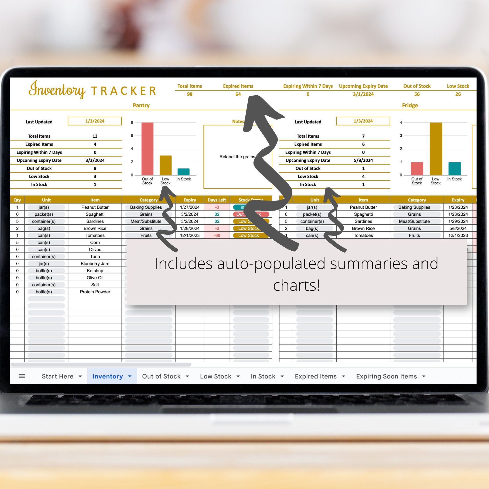 Pantry Inventory Google Sheets Spreadsheet, Food Pantry Inventory ...