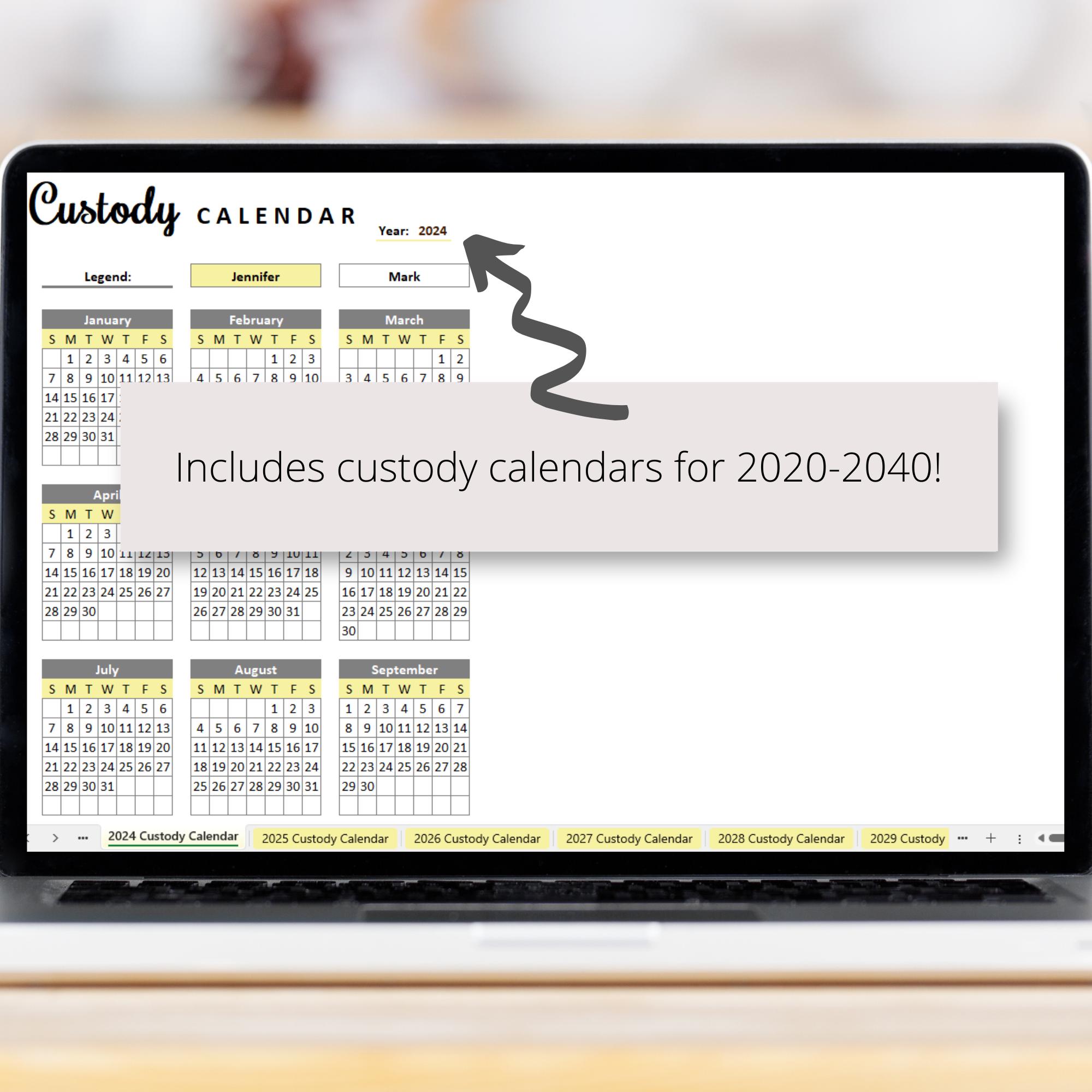 Co-parenting Planner Excel Spreadsheet, Child Custody Planner, Healthy ...
