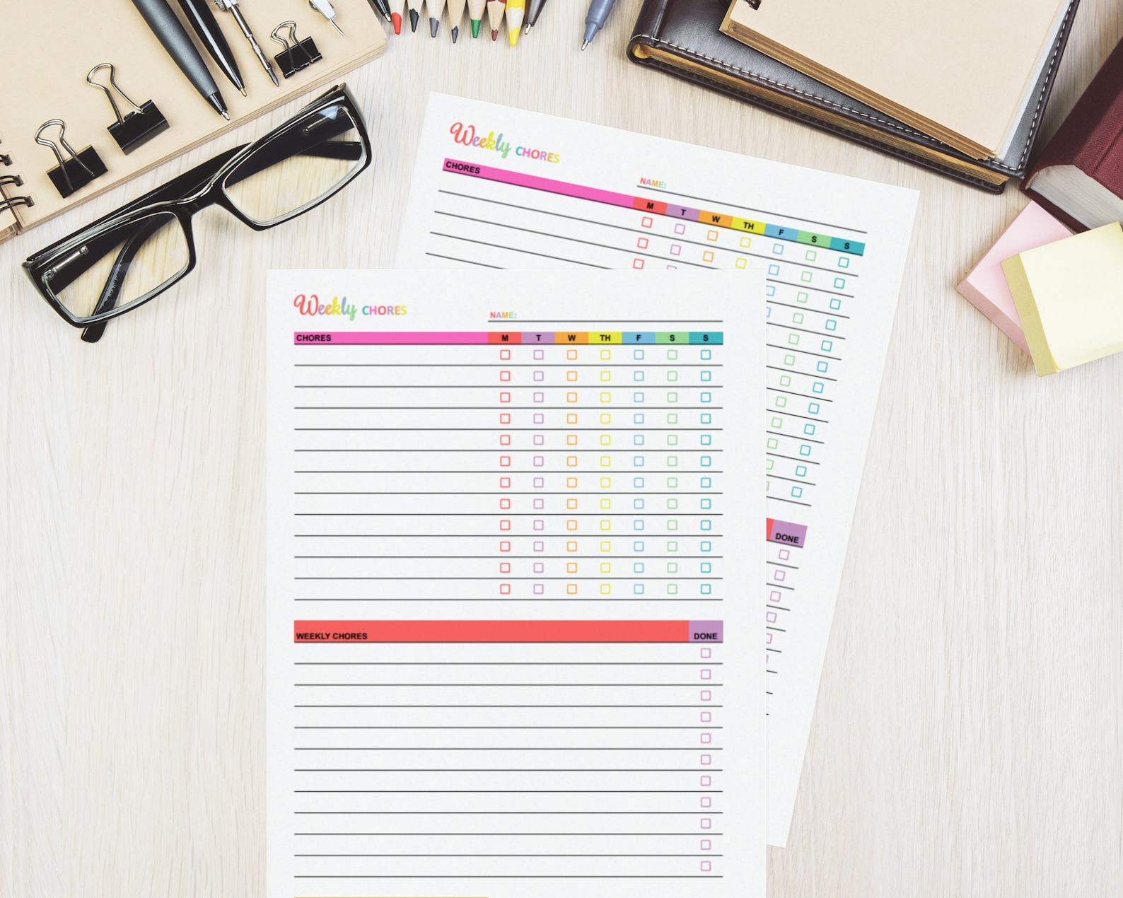 Multi-color Kids Chore Chart Printable PDF, Kids Daily Tasks, Kids ...