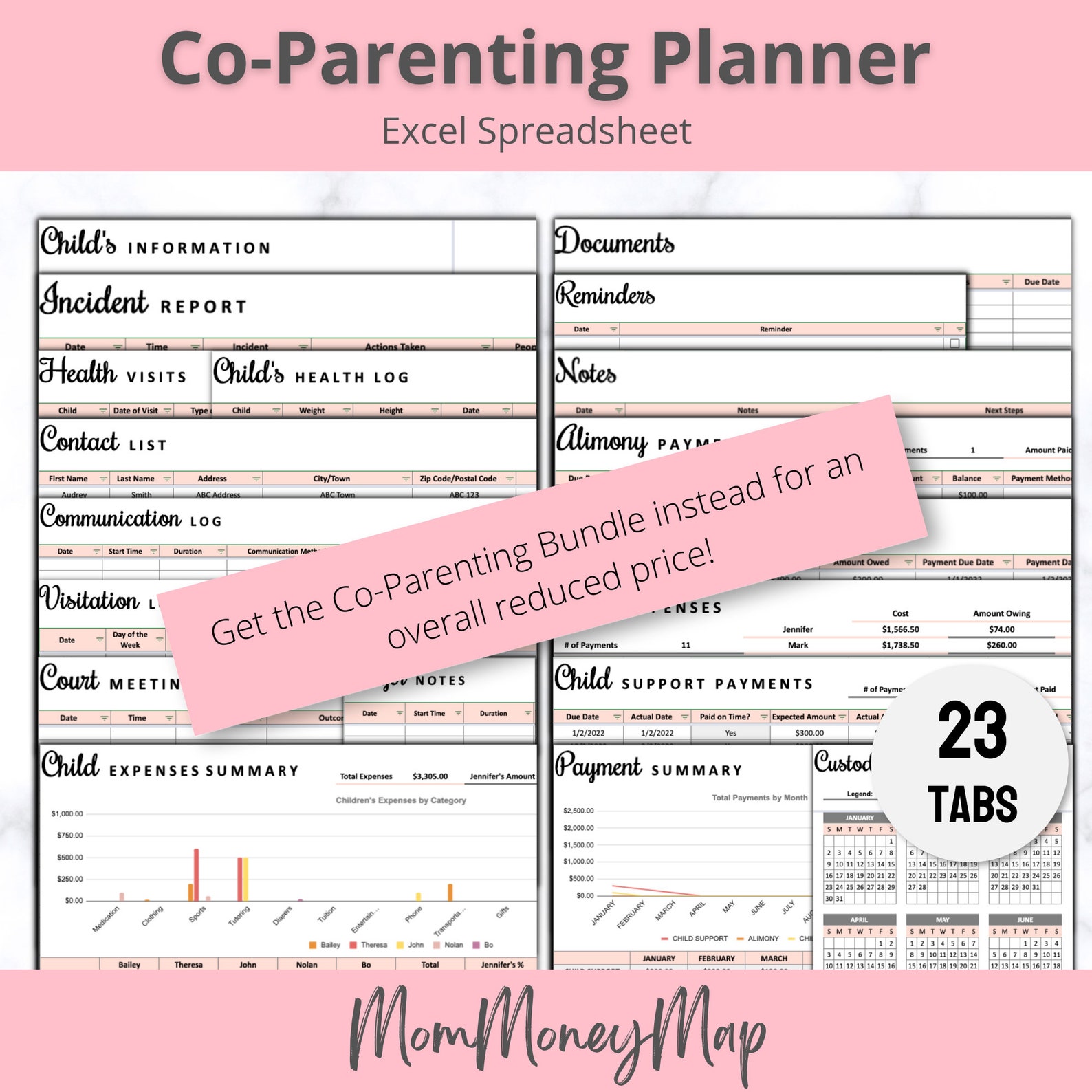 Child Custody Visitation Days Tracker Excel Spreadsheet, Child Custody ...