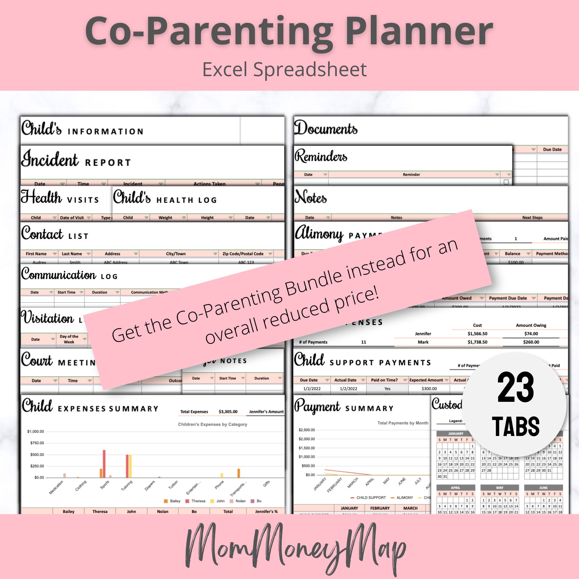 Child Custody Visitation Days Tracker Excel Spreadsheet, Child Custody ...