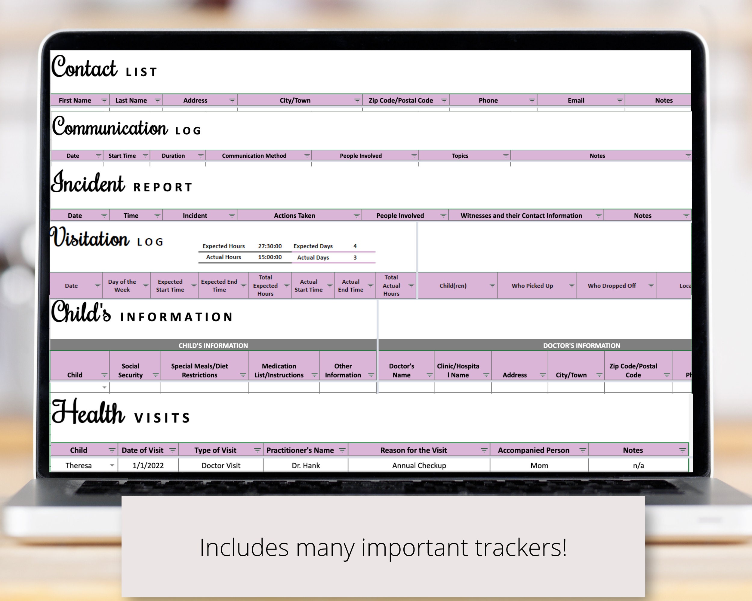 Co-parenting Planner Google Sheets Spreadsheet, Child Custody Planner ...