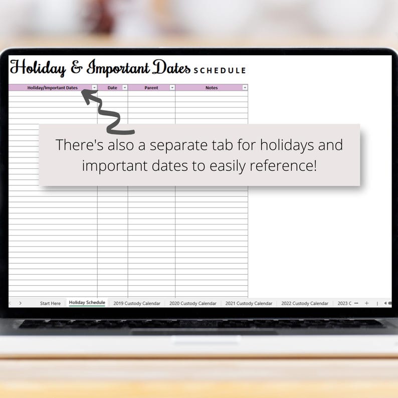 Co-parenting Calendar Excel Spreadsheet, Co Parenting Calendar, Child ...
