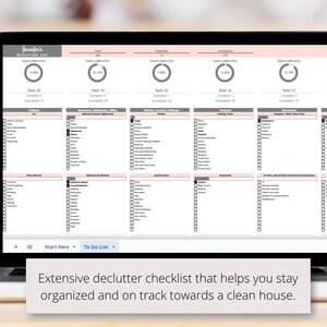 Decluttering Checklist Google Sheets Spreadsheet, House Purge Checklist, House Declutter ...