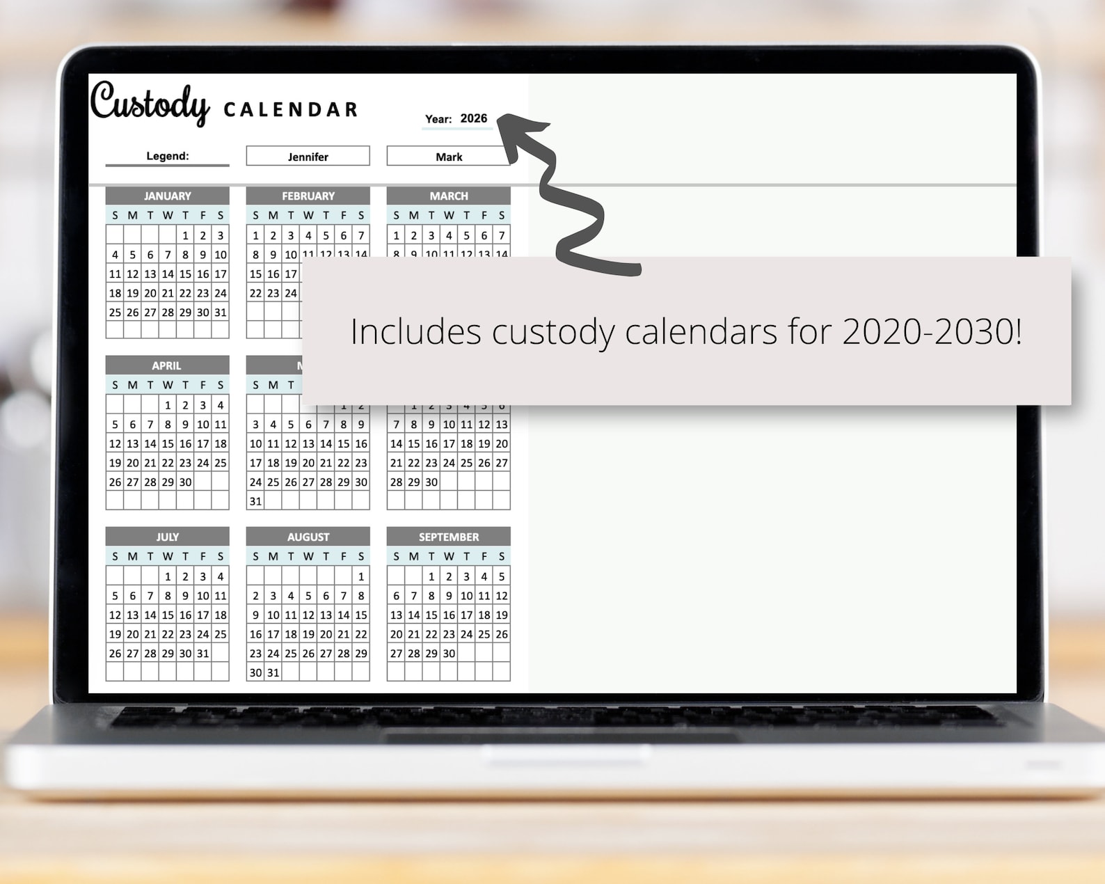 Co-parenting Planner Google Sheets Spreadsheet, Child Custody Planner ...