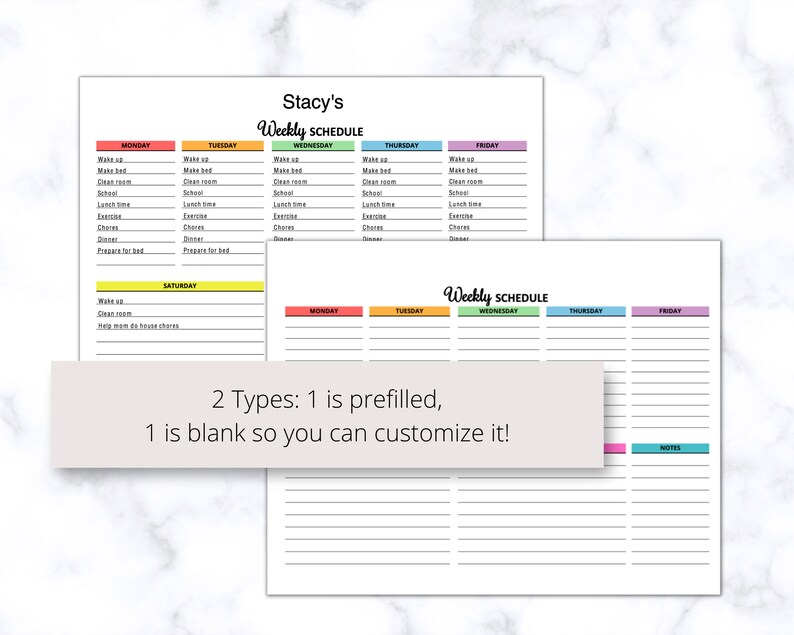 Kids Weekly Schedule Printable PDF, Kids Weekly Planner, Editable Kids ...