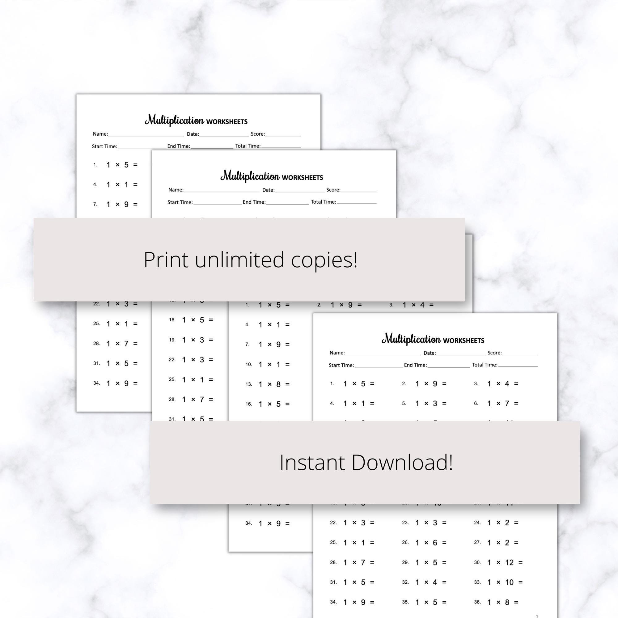 Multiplication Worksheet Printable for Kids, Math Learning Worksheet ...