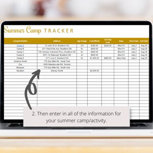 Summer Camp Planner Google Sheets Spreadsheet, Summer Camp Organizer ...
