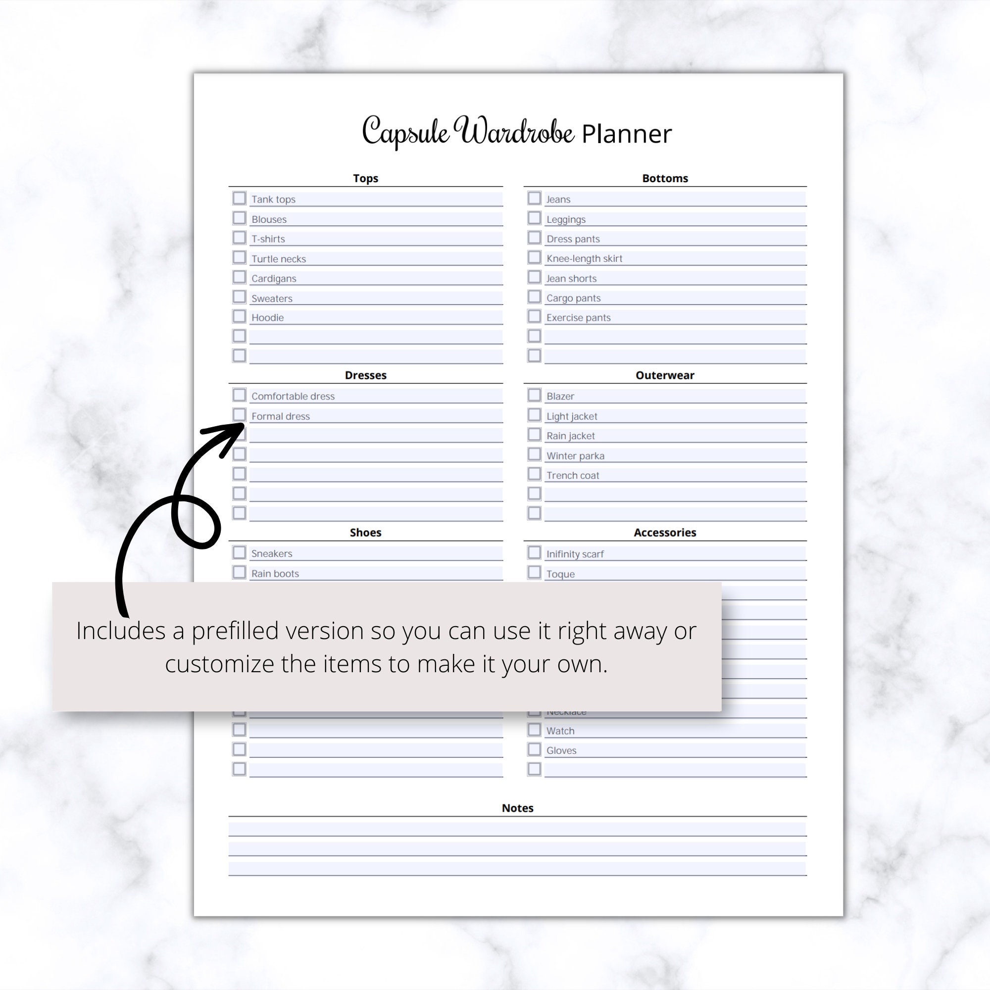 Capsule Wardrobe Checklist Printable PDF, Minimalist Wardrobe Checklist ...