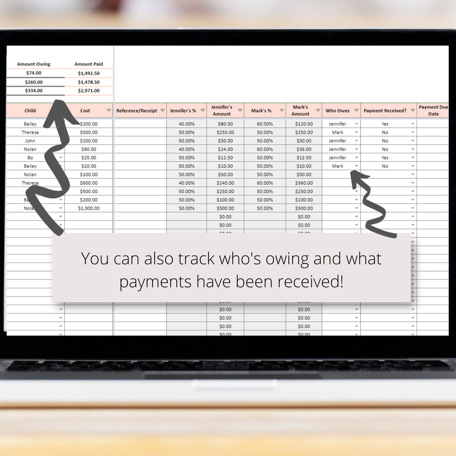 Child Custody Planner Excel Spreadsheet for Divorce Planning, Child ...