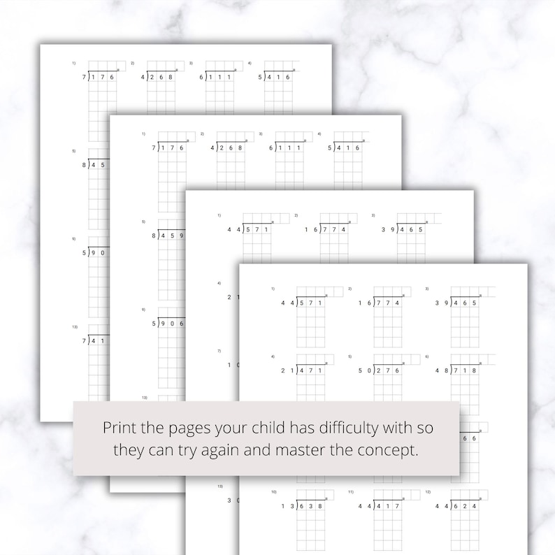 Long Division Worksheets Bundle Printable PDF | Single & Double Digit ...