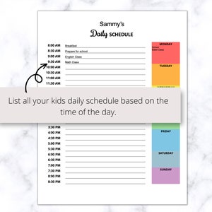 Kids Daily Schedule Printable PDF, Children's Daily Schedule, Daily ...