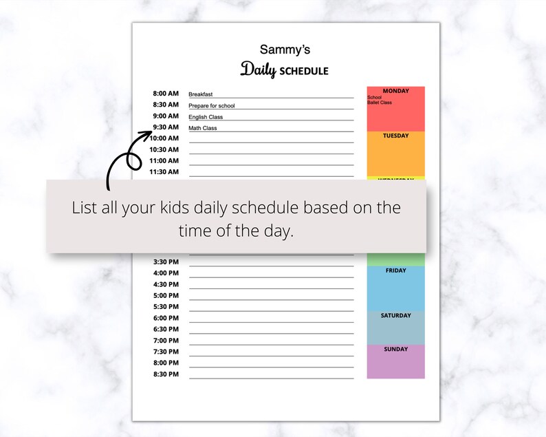 Kids Daily Schedule Printable PDF, Children's Daily Schedule, Daily ...