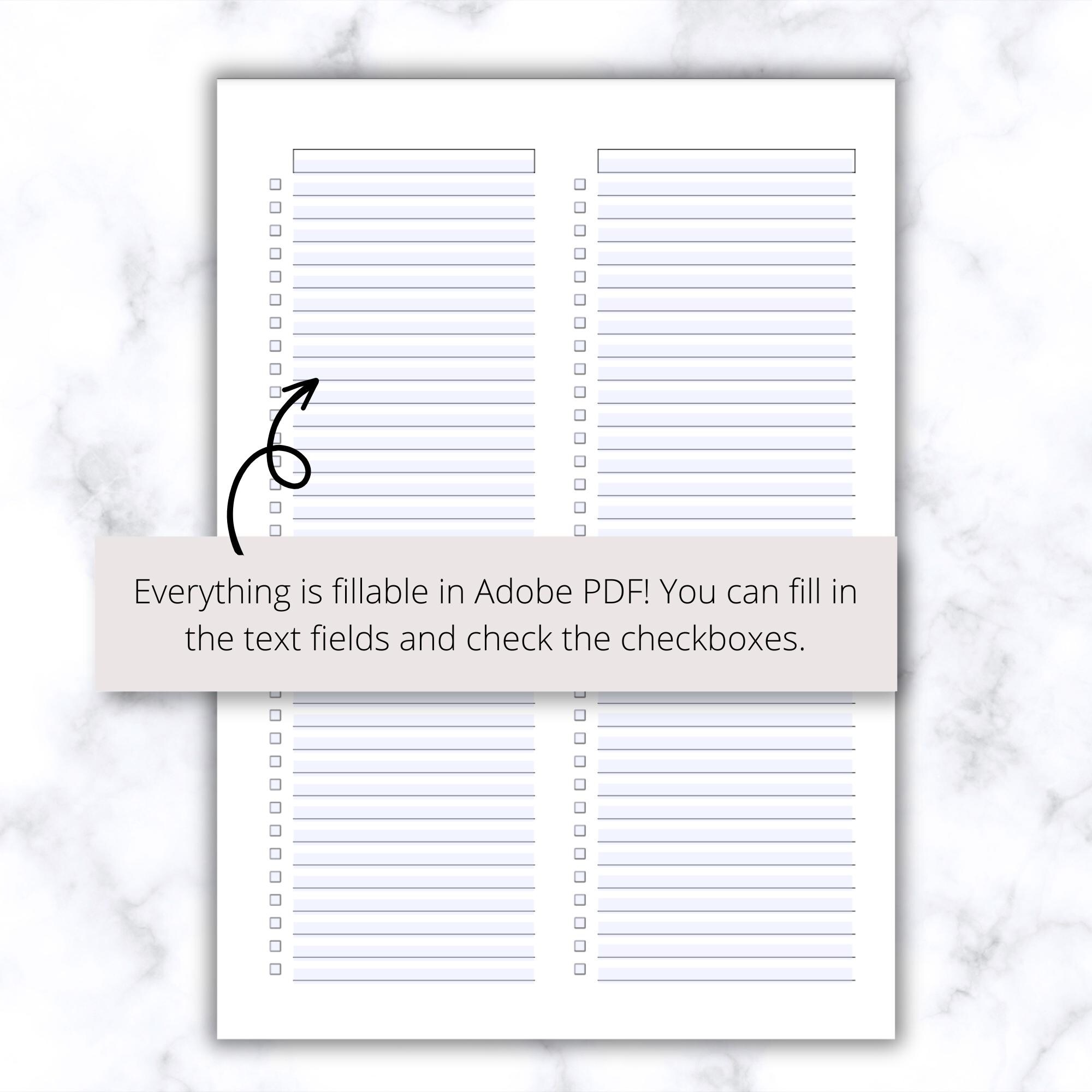 Blank Checklist Printable PDF A4, Blank to Do List PDF A4, Minimalist to Do List, Basic ...