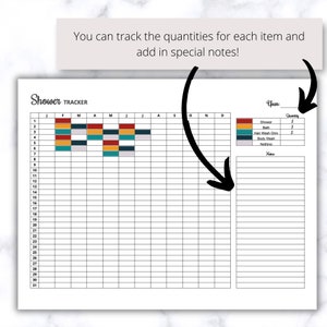 Shower Tracker Printable PDF, Bath Tracker, Shower Log Template, Hair ...