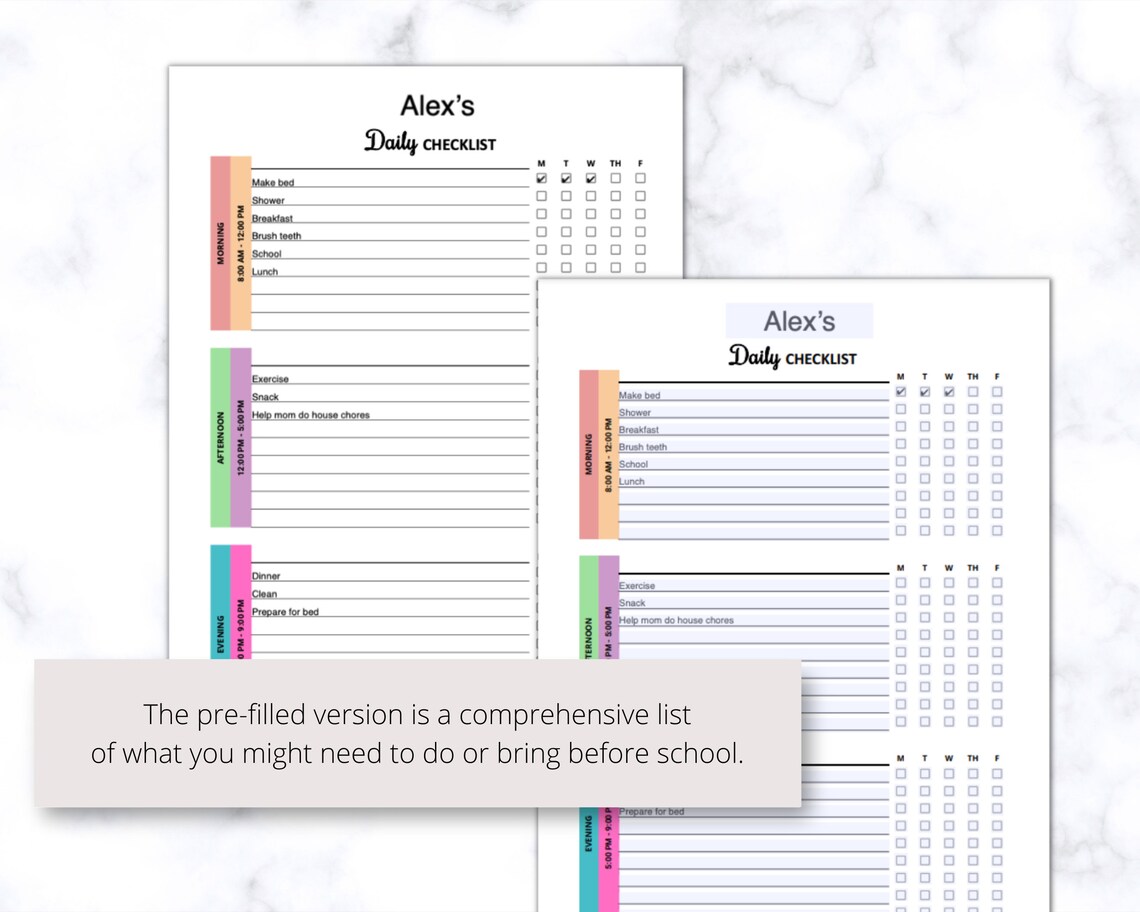 Kids Daily Checklist Printable PDF, Children's Daily Schedule, Daily ...
