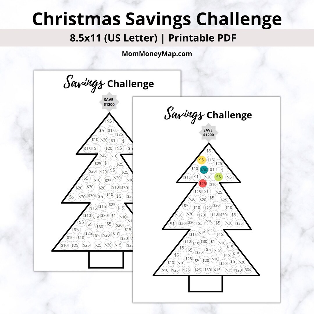Christmas Savings Challenge Printable PDF, Holiday Savings, Christmas ...