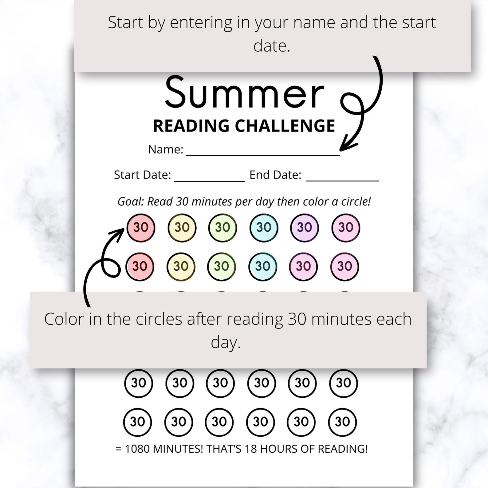 Summer Reading Challenge Printable PDF, Reading Daily Goals Printable ...