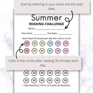 Summer Reading Challenge Printable PDF, Reading Daily Goals Printable ...