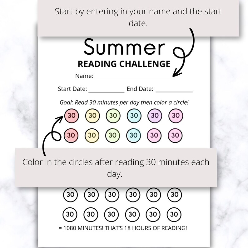 Summer Reading Challenge Printable PDF, Reading Daily Goals Printable ...