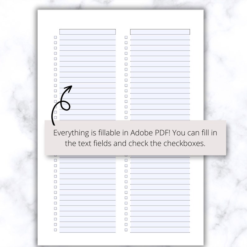 Blank Checklist Printable PDF A5, Blank to Do List PDF A5, Minimalist ...