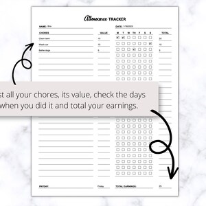 Daily Allowance Tracker Printable PDF, Allowance Tracker for Kids ...