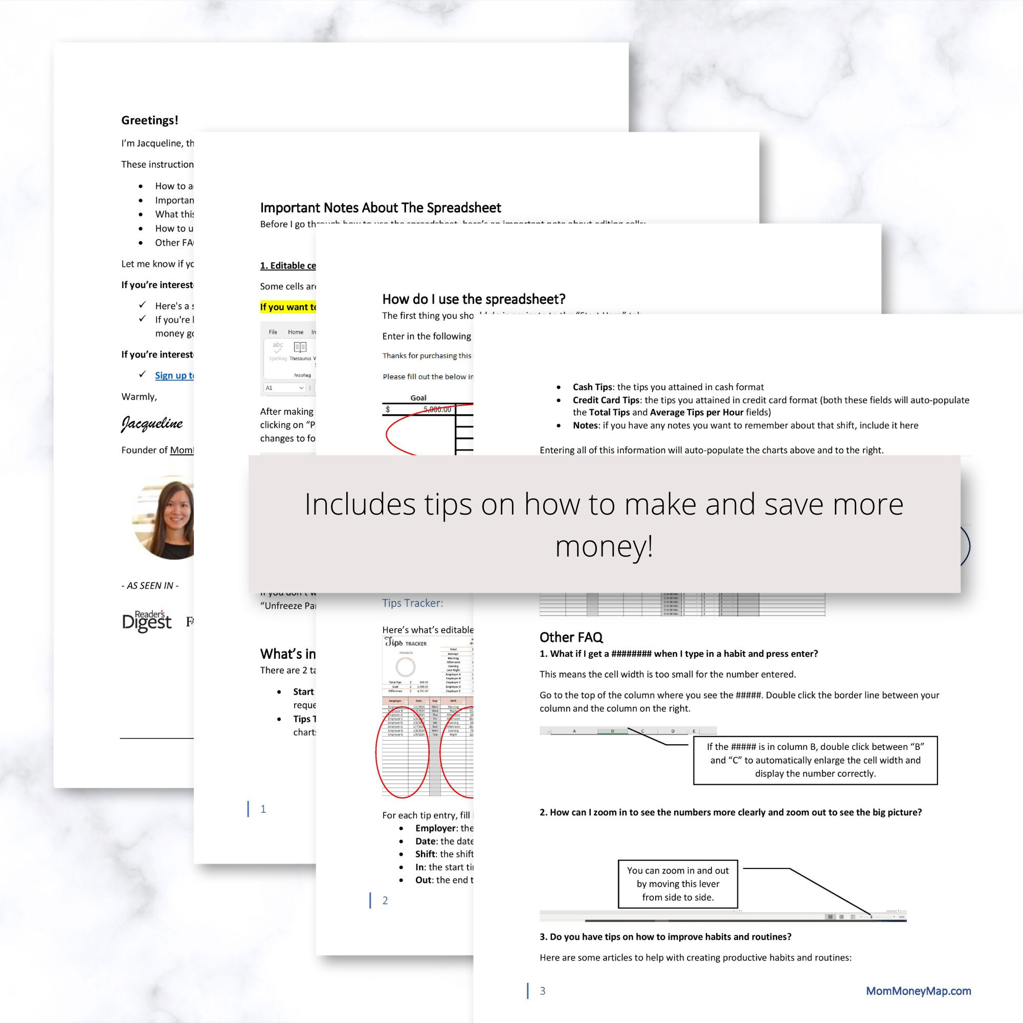 Tips Tracker Excel Spreadsheet Tips Tracking For Business Daily Tips
