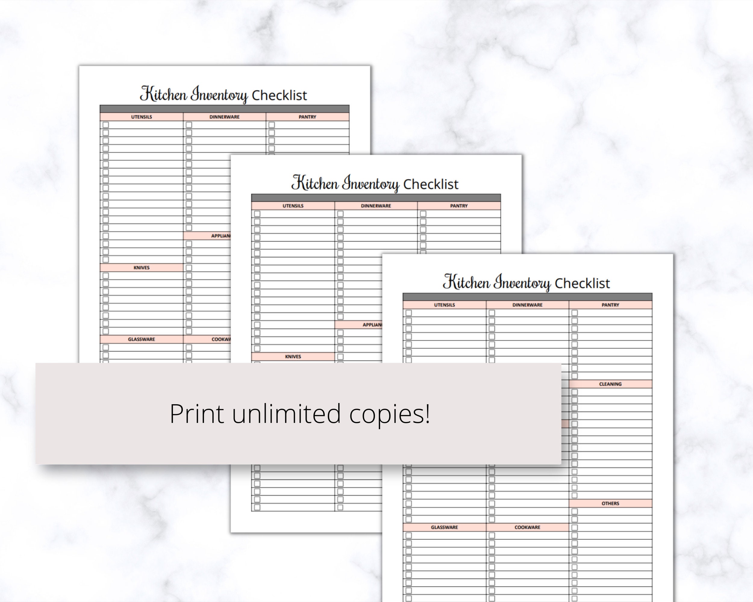 Kitchen Inventory Checklist Printable PDF, Declutter and Organize ...