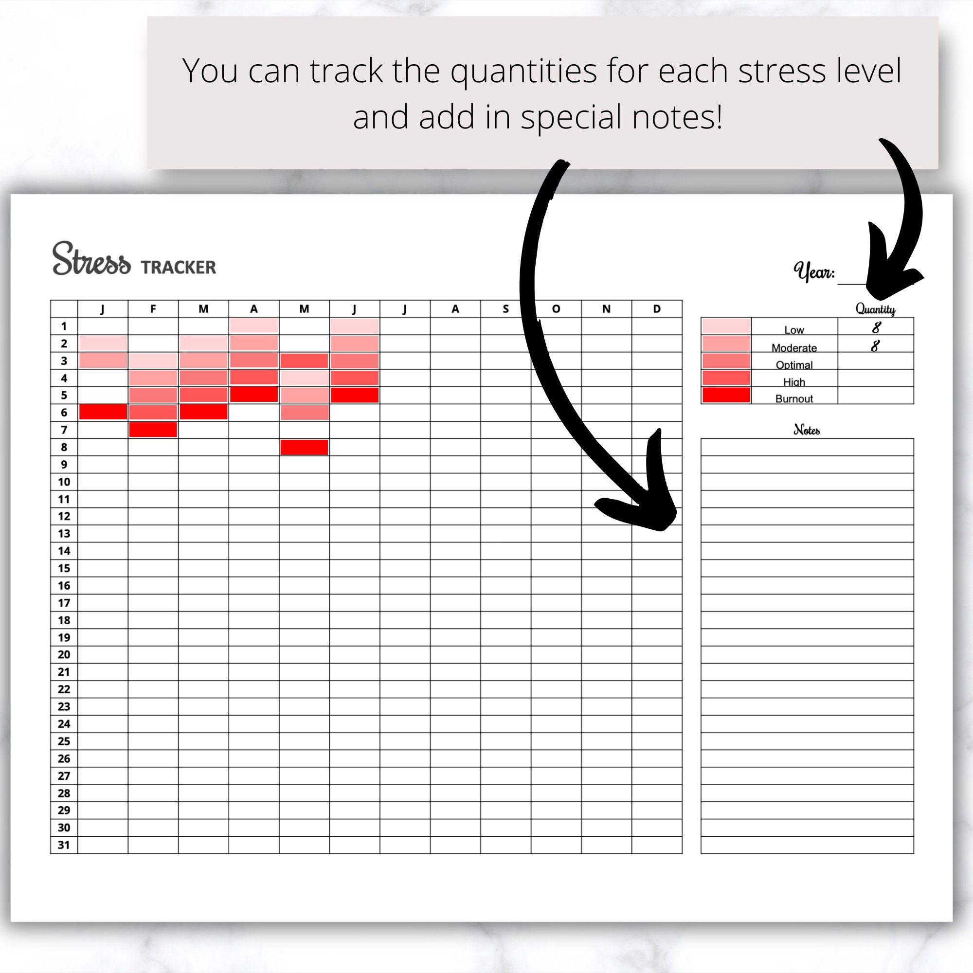 Stress Tracker Printable PDF, Daily Stress Log, Stress Tracker for Work ...