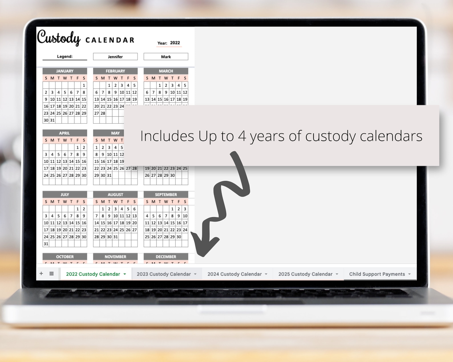 Co-parenting Planner Google Sheets Spreadsheet Child Custody - Etsy
