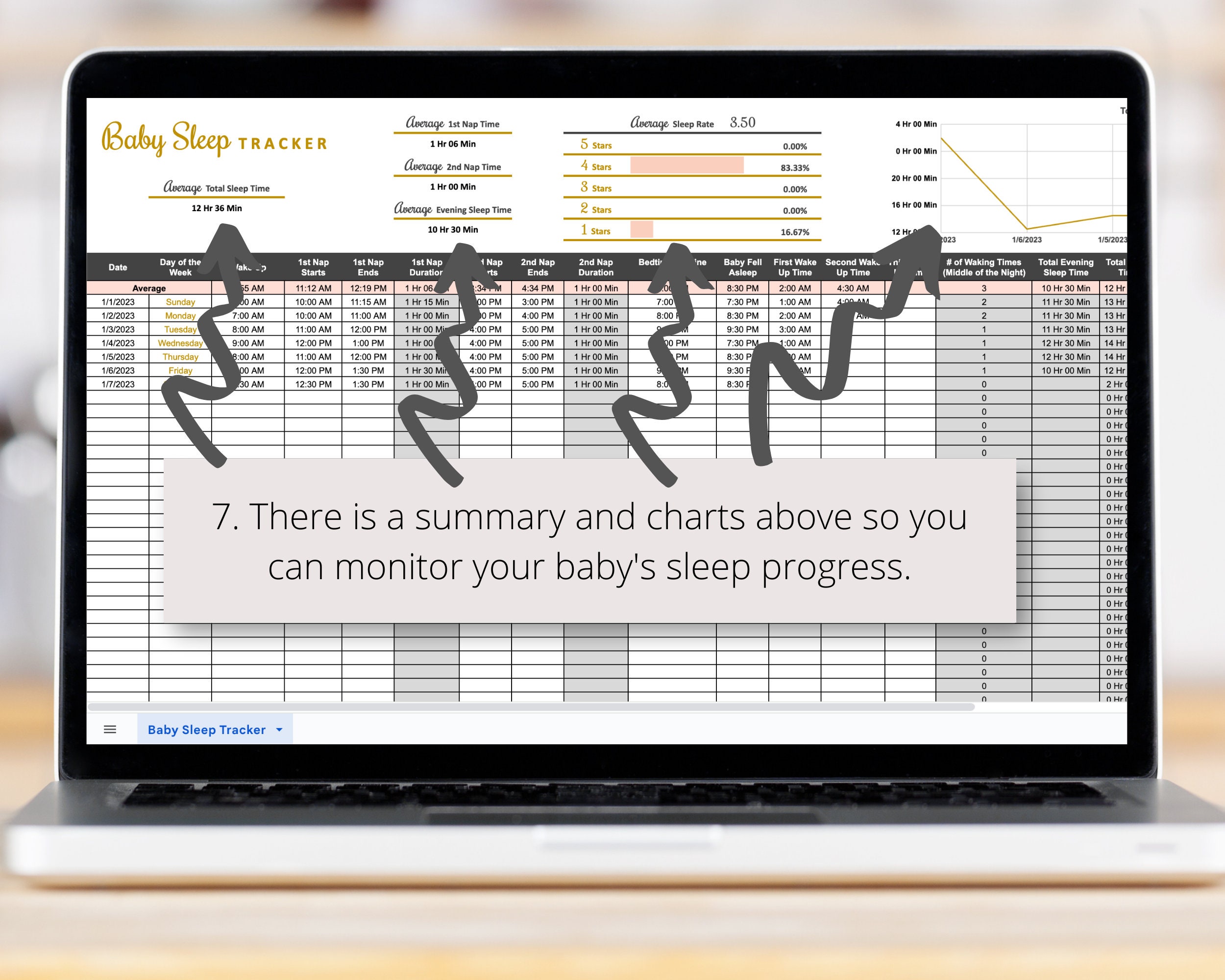 Baby Sleep Tracker Google Sheets Spreadsheet, Baby Sleep Log Template ...