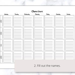 Chore Chart Printable PDF for Family or Adults, Daily Weekly Chore ...