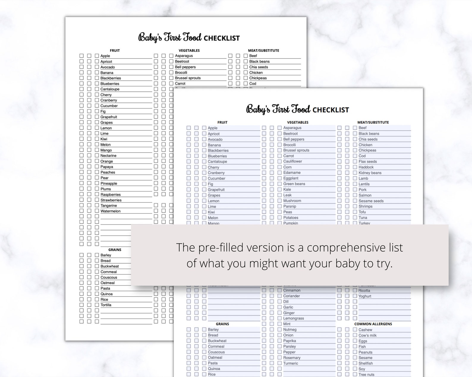 Baby's First Foods Checklist Printable PDF, Baby Food Tracker, Baby ...