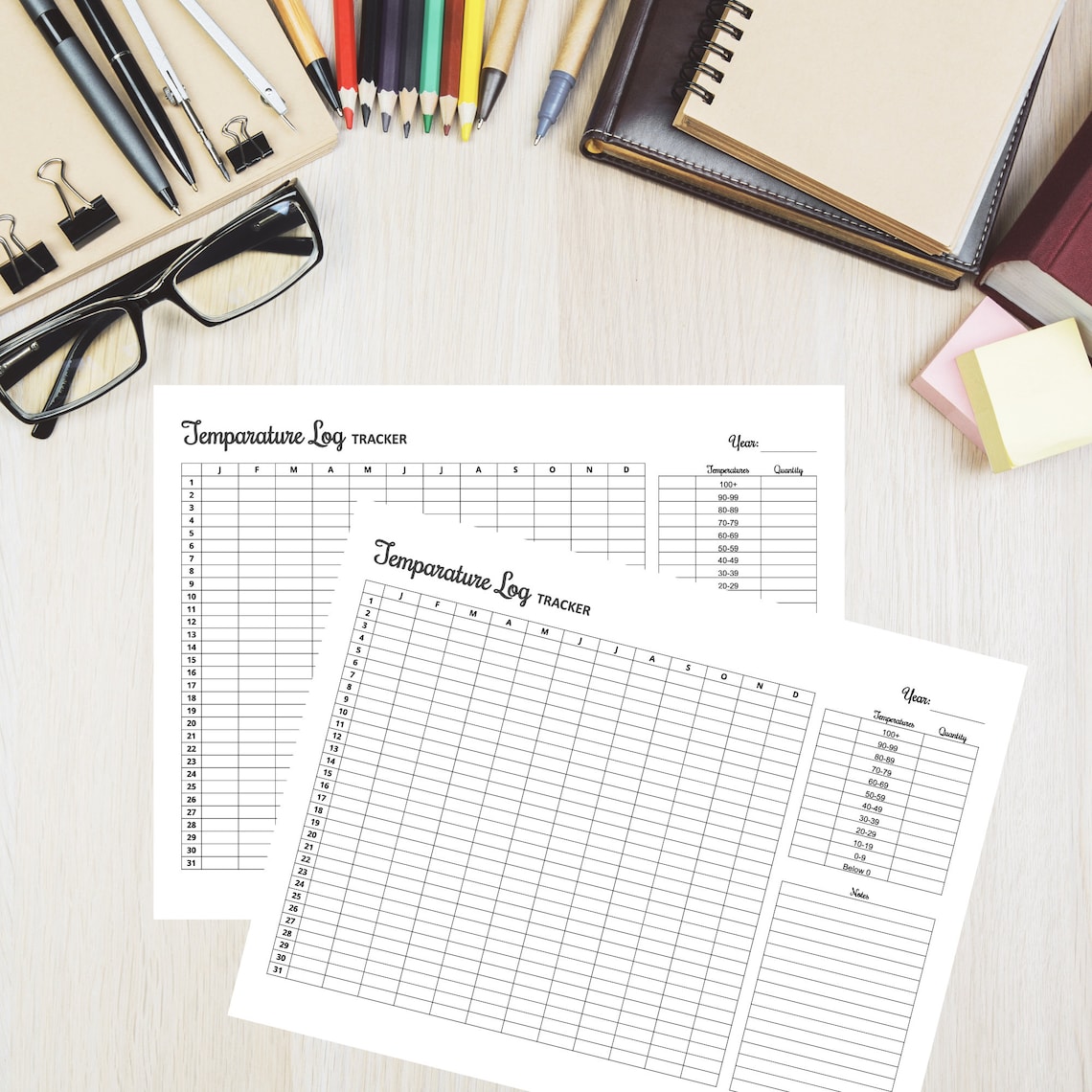 Temperature Log Printable PDF, Temperature Tracker Printable, Editable ...