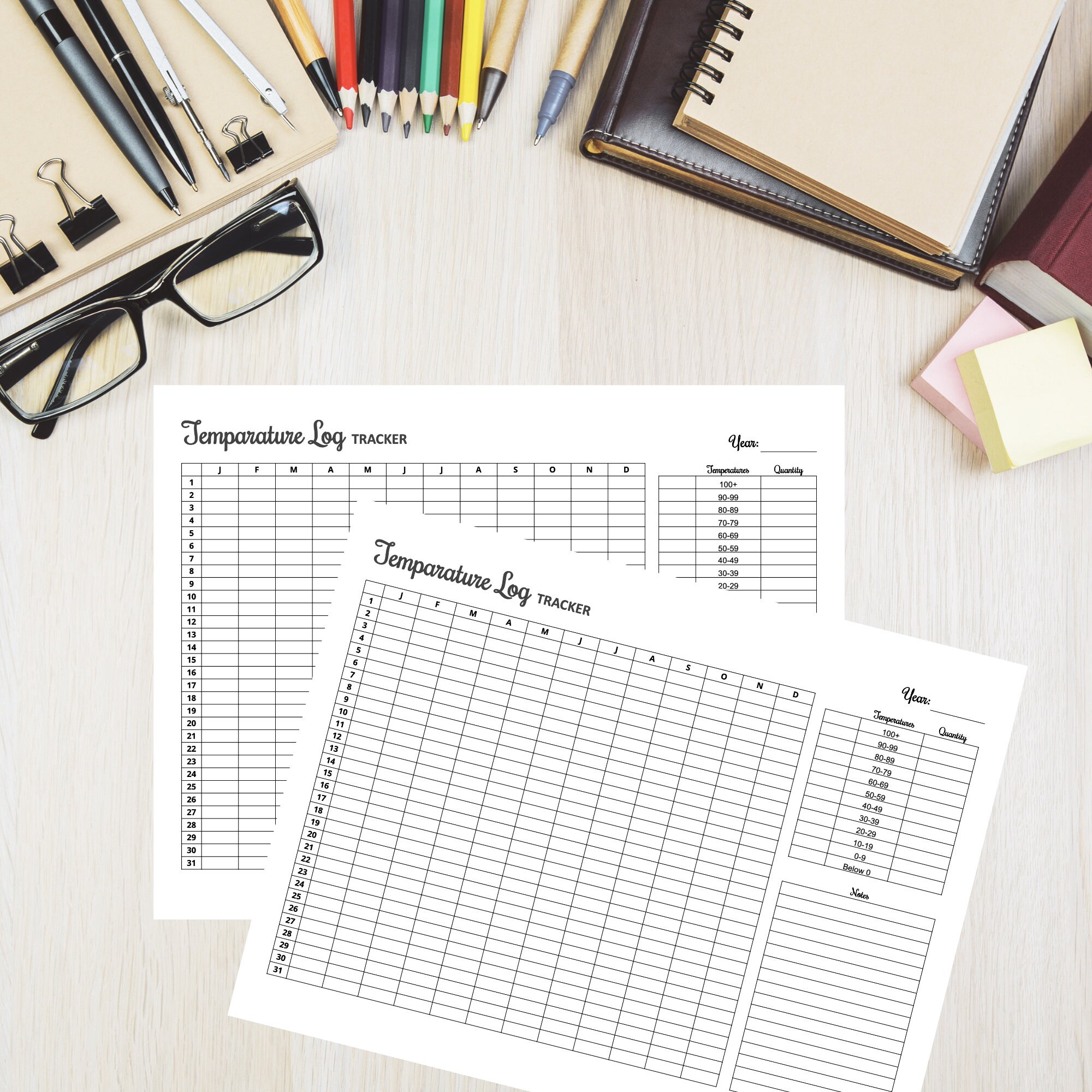 Temperature Log Printable PDF, Temperature Tracker Printable, Editable ...