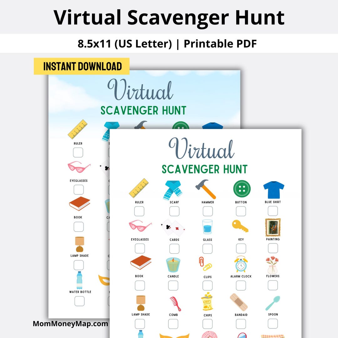 Virtual Scavenger Hunt Printable: Family Fun Activity (PDF), Screen ...