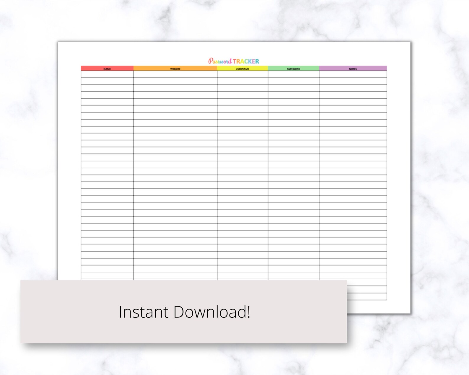 Multi-color Password Tracker Printable PDF, Account Tracker, Login ...