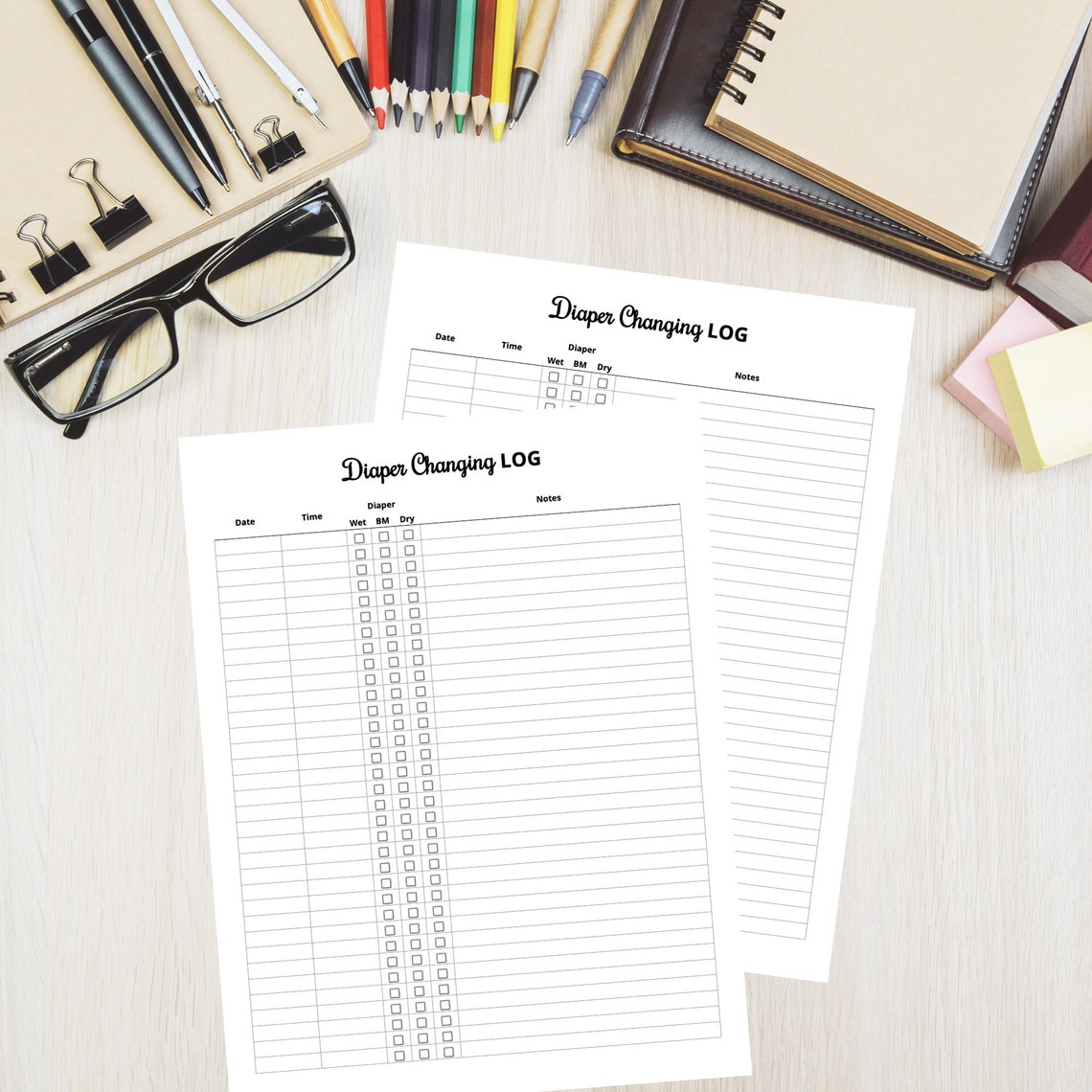 Diaper Changing Printable PDF, Newborn Diaper Changing Tracking, Simple ...