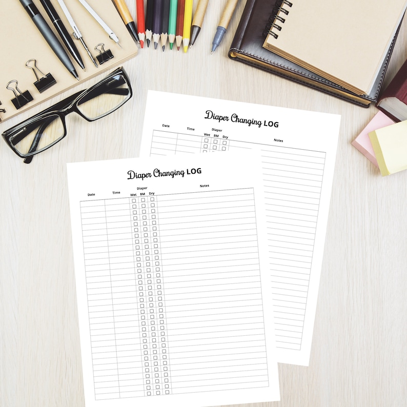 Diaper Changing Printable PDF, Newborn Diaper Changing Tracking, Simple ...