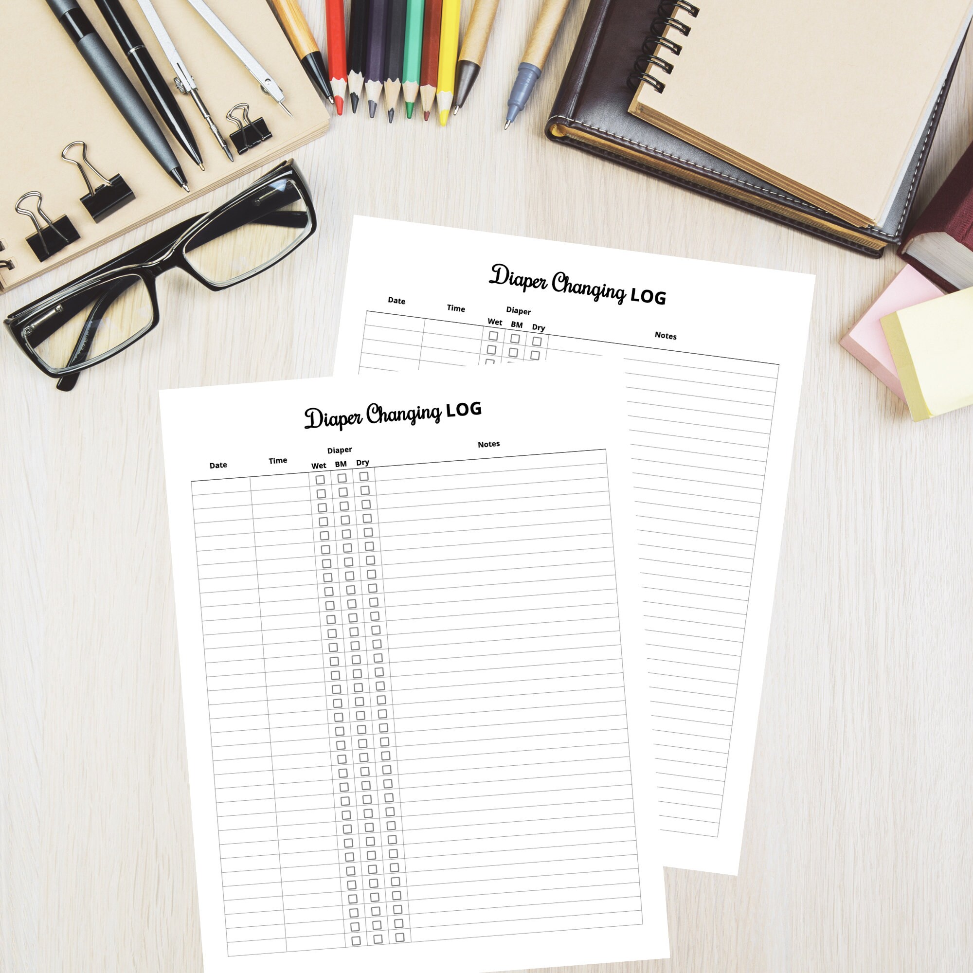 Diaper Changing Printable PDF, Newborn Diaper Changing Tracking, Simple ...