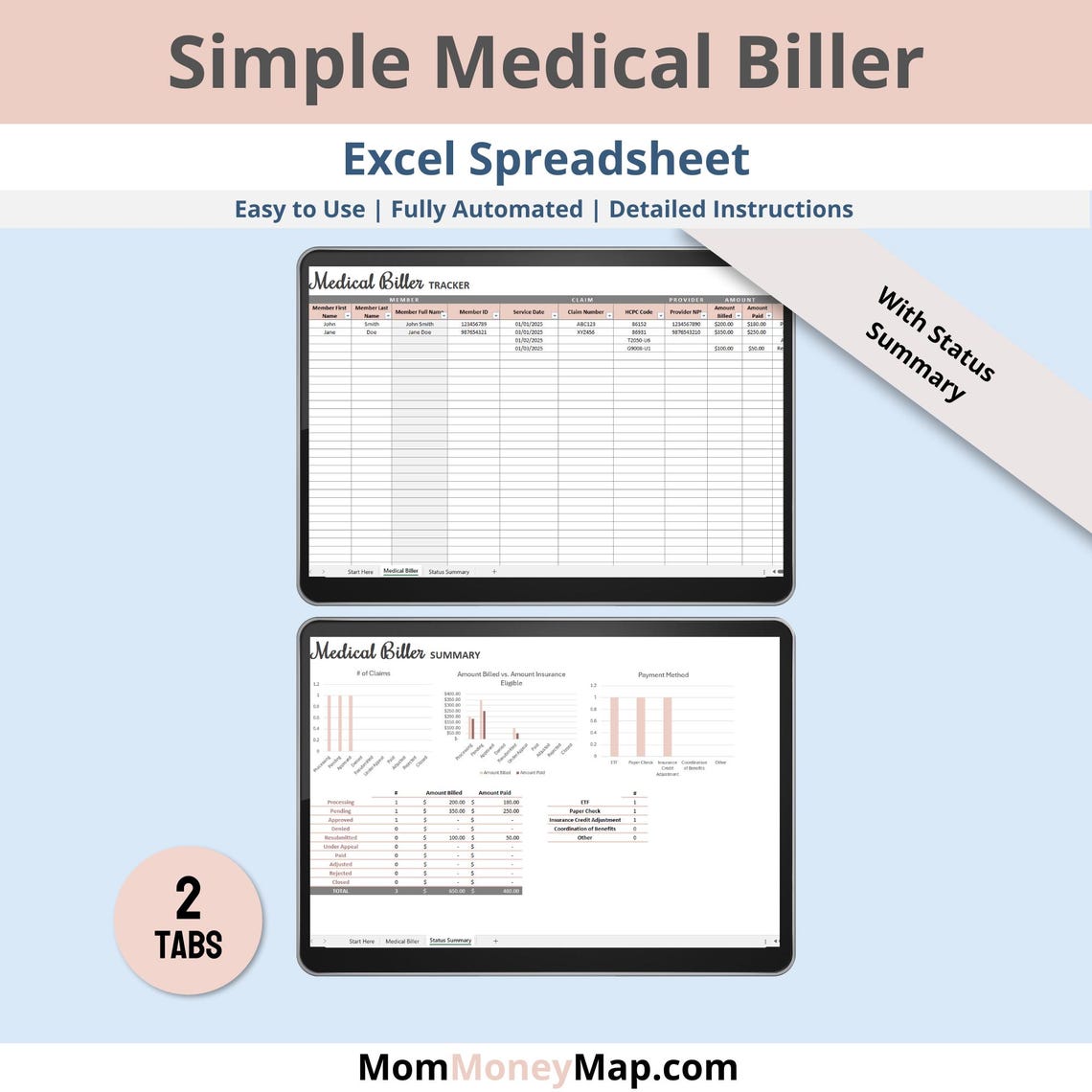 Simple Medical Biller Tracker Excel Spreadsheet, Medical Expense Records Billing & Coding ...