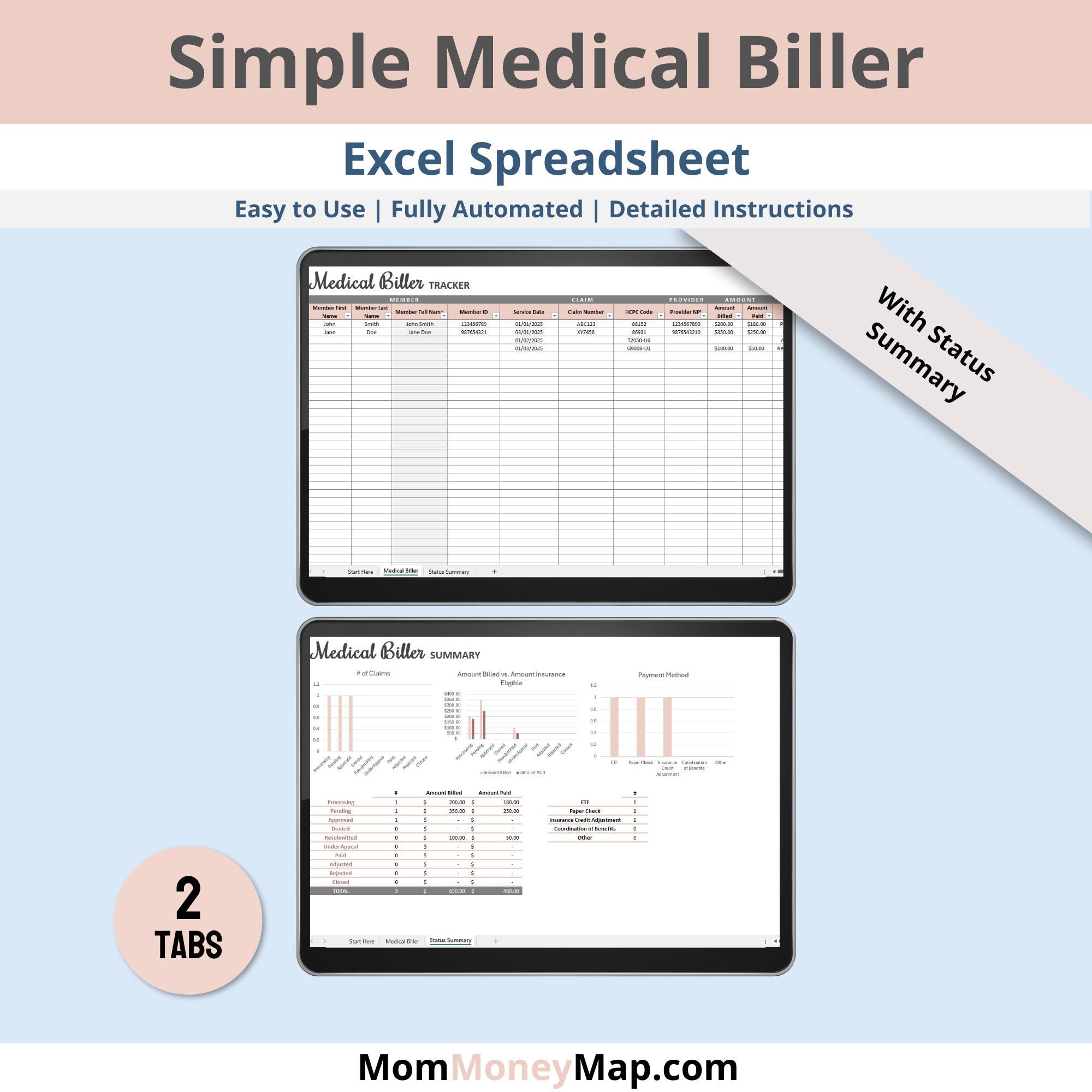 Simple Medical Biller Tracker Excel Spreadsheet, Medical Expense Records Billing & Coding ...
