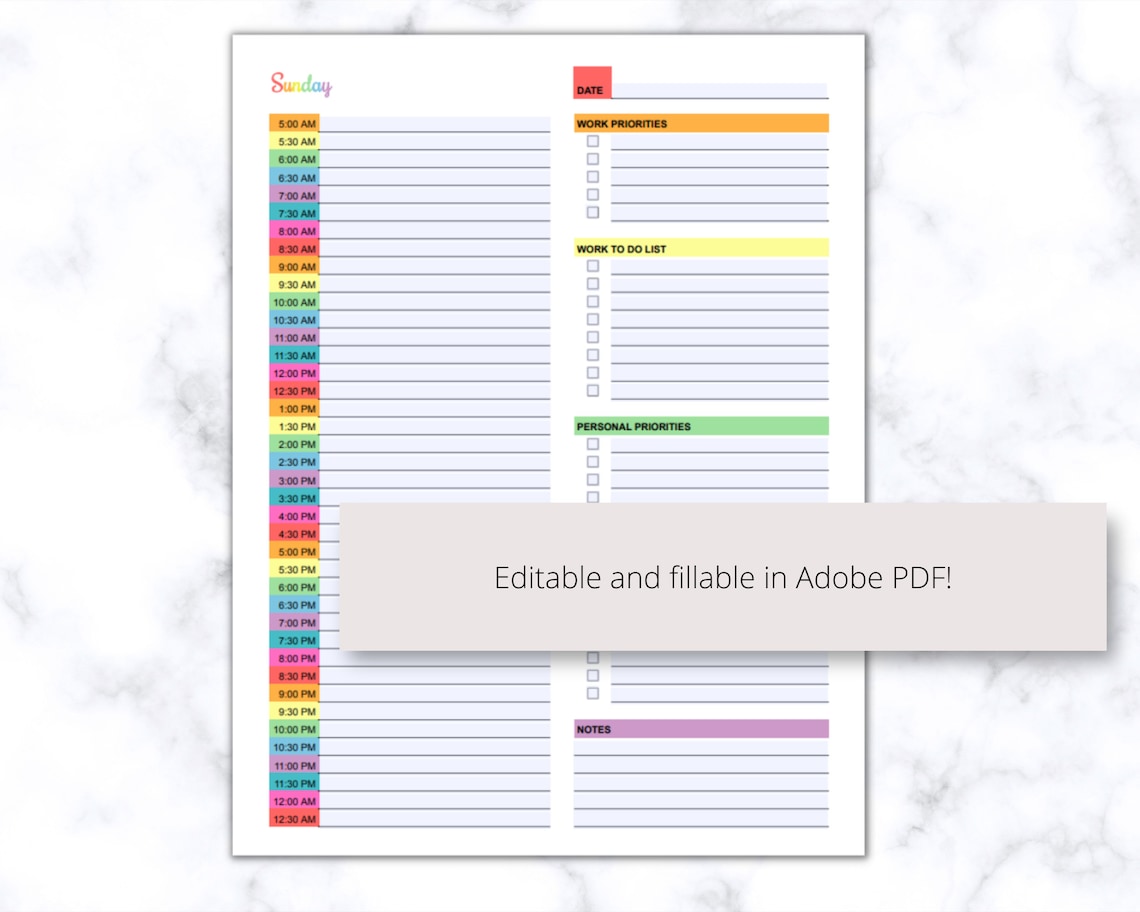 Multi-color Work From Home Planner Printable PDF, Remote Work Planner ...