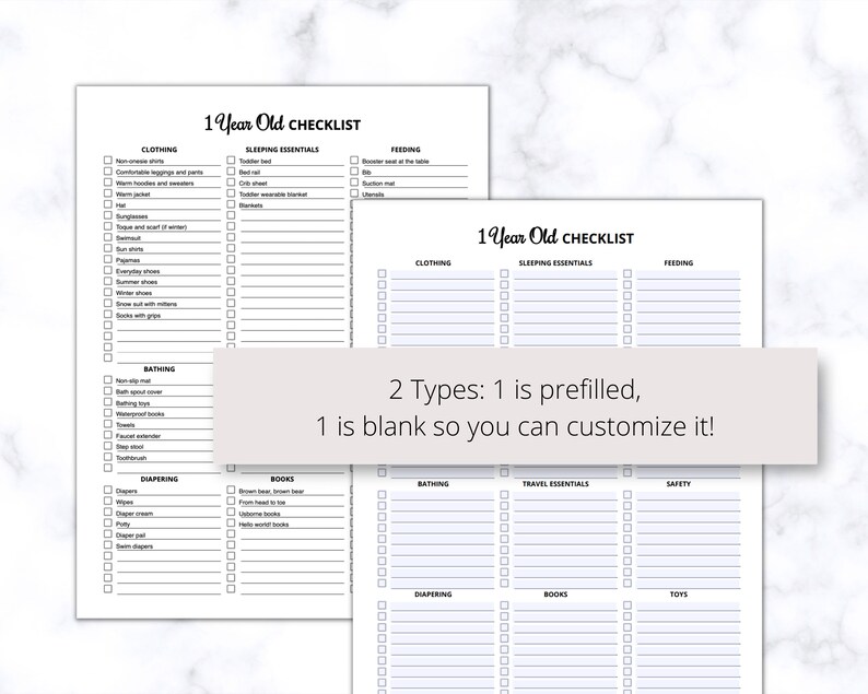 1 Year Old Essentials Checklist Printable PDF, Toddler Essentials List ...