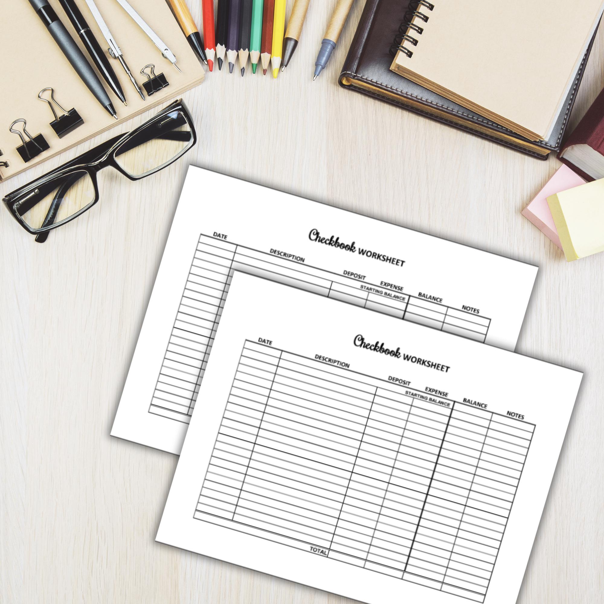 Checkbook Worksheet Printable PDF. Check Register Reconciliation ...