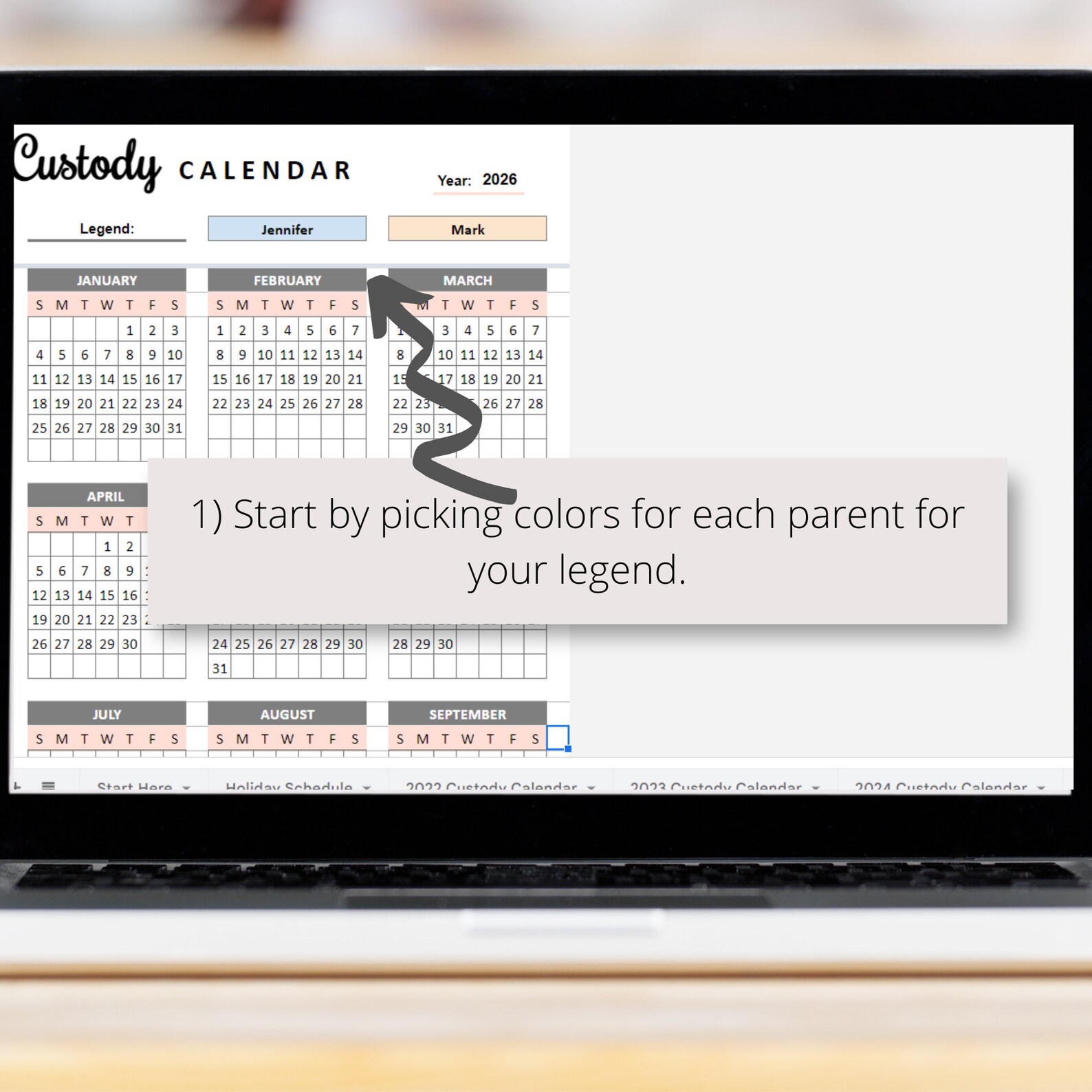 Co-parenting Calendar Google Sheets Spreadsheet, Co Parenting Calendar ...