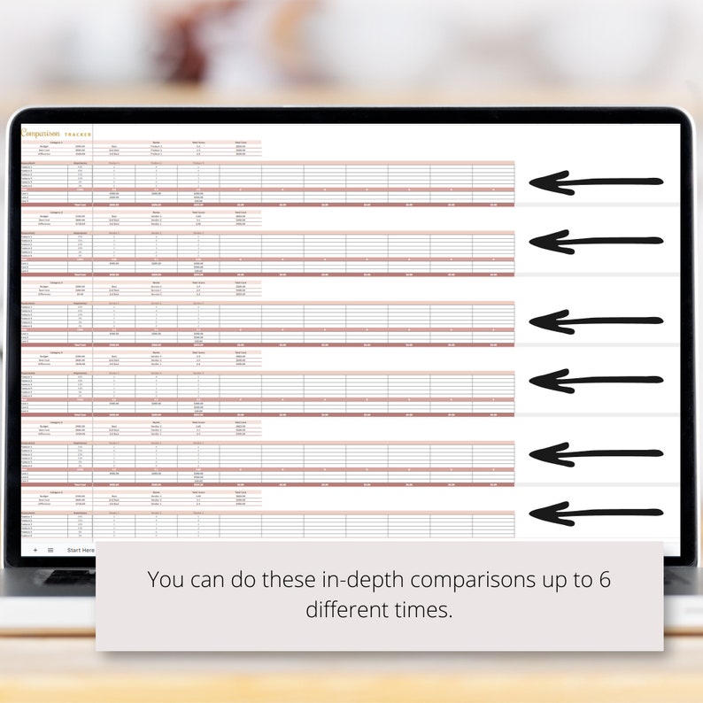 Comparison Tracker Google Sheets Spreadsheet, Product Research Sheets ...