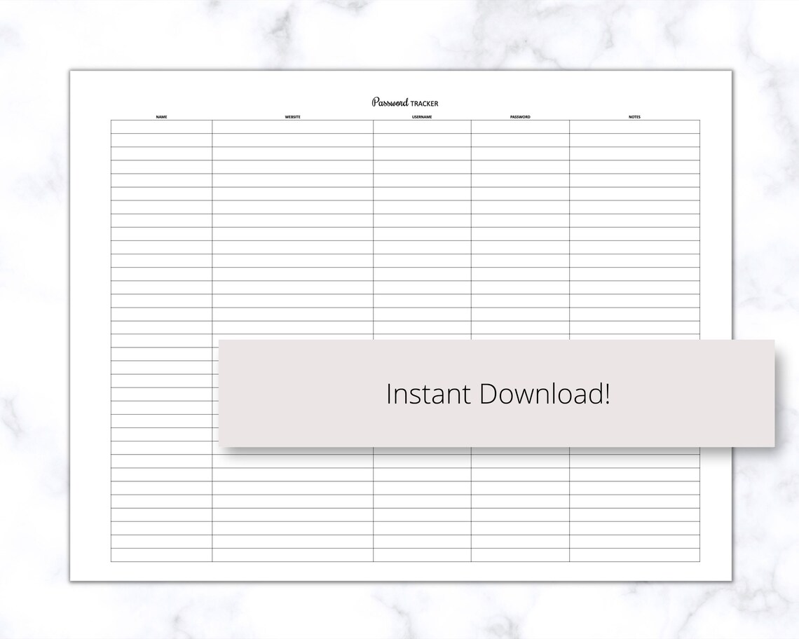 Password Tracker Printable PDF, Account Tracker, Login Tracker, Cheat ...